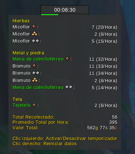 Controla tu ratio de recogida de materiales gracias al addon Gathering ...